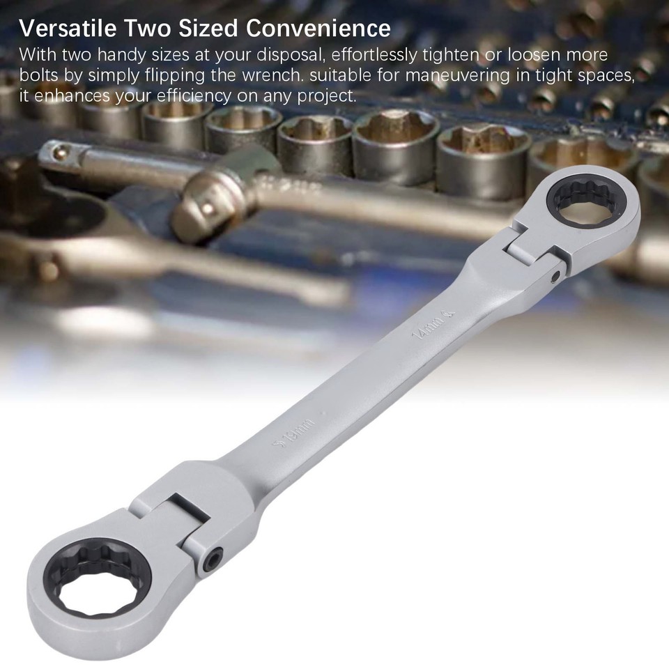 Double Flex Head Wrench Cr V Steel 72 Teeth 14 To 19mm Wrench With 5 ...