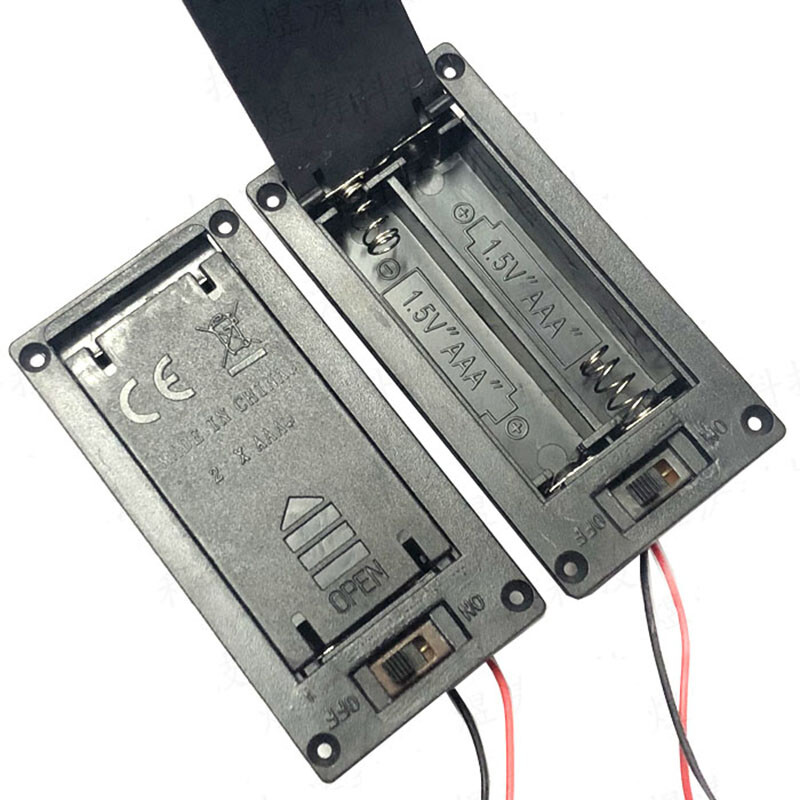 AAA Battery Holder Box Connector 2 Cell Enclosed with Switch & Cover ...