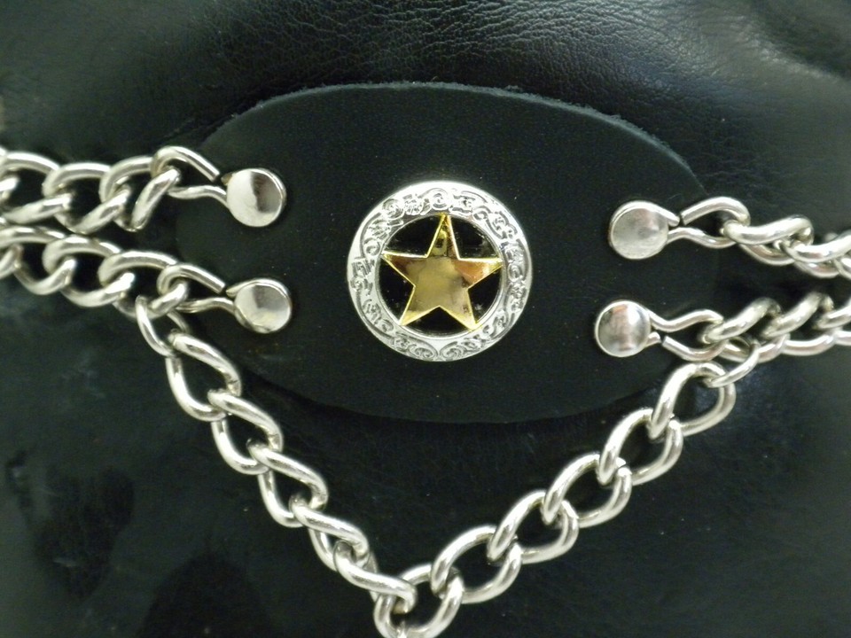 GENUINE LEATHER Gold Star Boot Straps with Adjustable Chain and Buckle ...