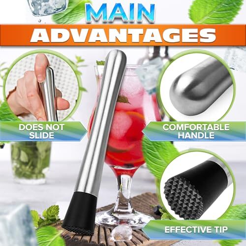 Stainless Steel Bar Muddler for Cocktails - 2Pcs Old Fashioned Cocktail ...