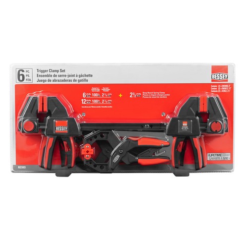 Bessey Trigger and Spring Combination Deep Reach Clamp Tool Set, 6 ...