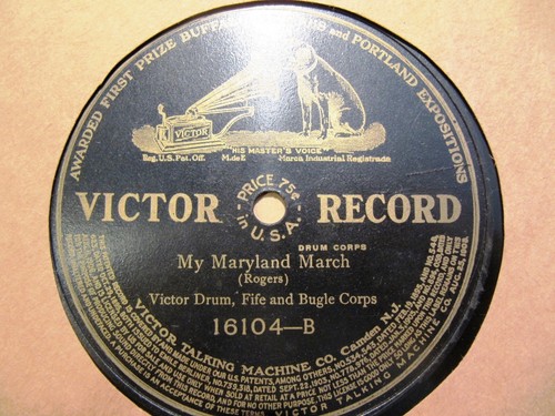 1906 VICTOR DRUM FIFE & BUGLE Corps MY MARYLAND Haydn Qrt Gwine back ...