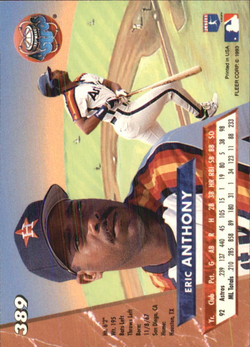 1993 Ultra Baseball Card #389 Eric Anthony | eBay