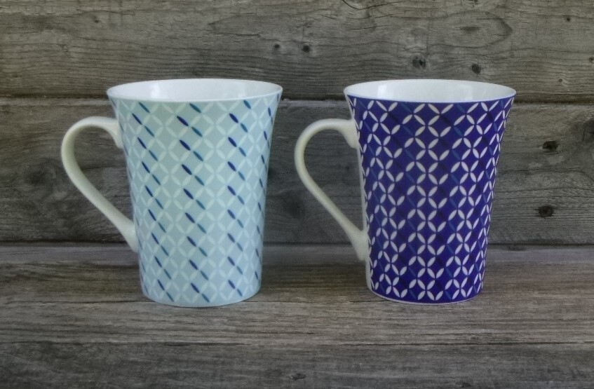 Lovely Alex Liddy 325ml New Bone China Coffee Tea Mugs x 2 *Blue Indigo ...