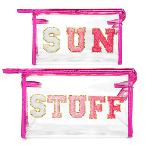 SUN STUFF Makeup Bag - 2Pcs Preppy Patch Chenille Varsity Letter ...