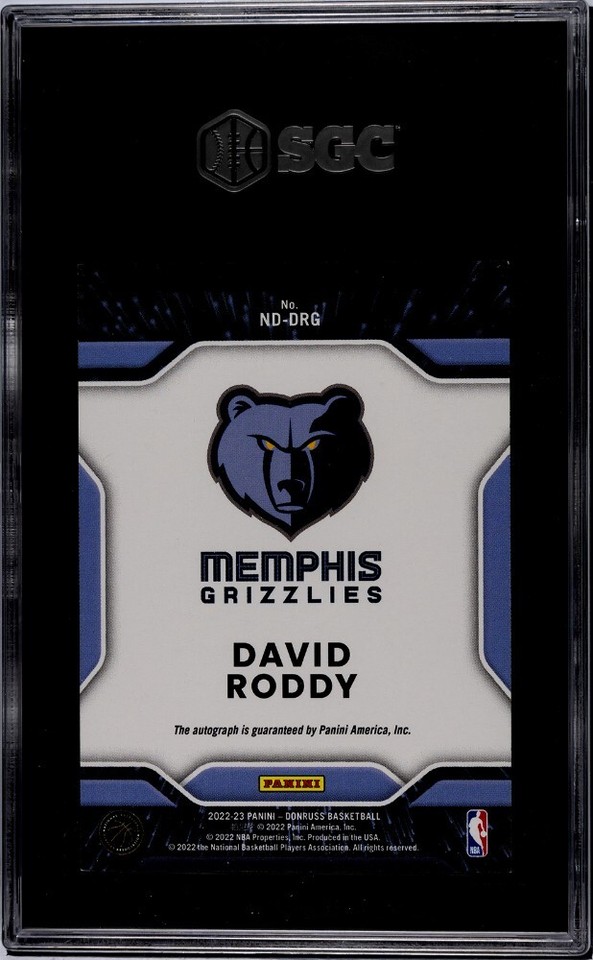 2022-23 Donruss David Roddy Next Day Rookie Auto Autograph RC #ND-DRG ...