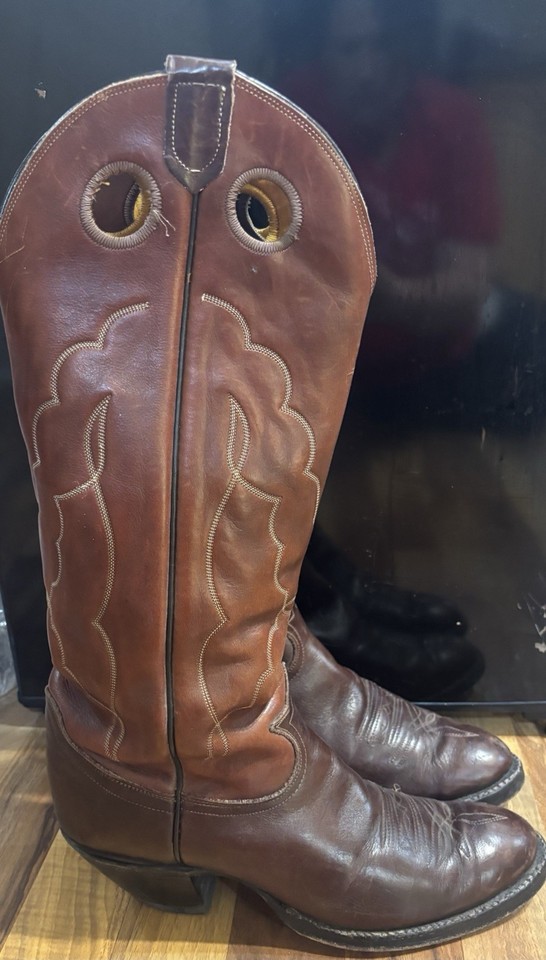 Tony Lama Gold Label Buckaroo Cowboy Boots Brown Leather Style 6420 ...