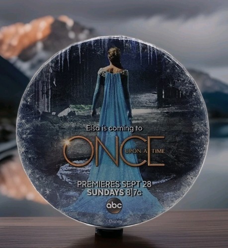 Elsa is Coming to ONCE Upon a Time Promotional BUTTON Disney ABC TV ...