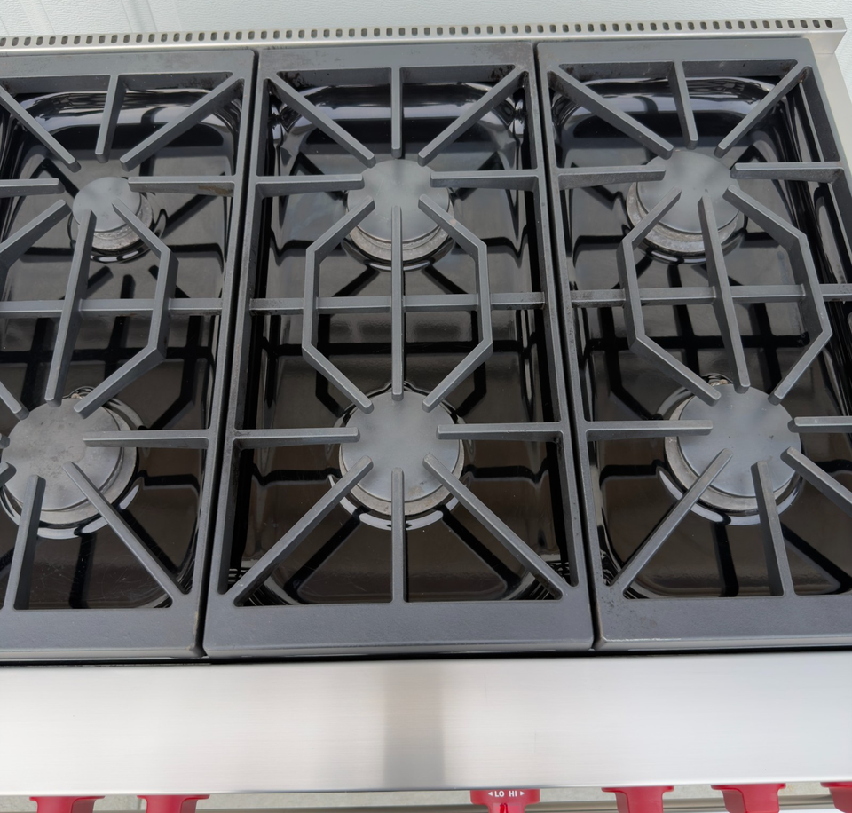 Wolf DF366 - 36" PRO Dual Fuel Range 6 Burners Stainless Red Knobs | eBay