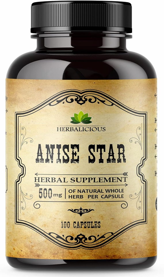 Star Anise Dietary Supplement – 100 Capsules Anise Extract for Men and ...