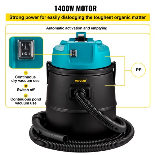 VEVOR 1400W Pond Vacuum Cleaner Sludge Vacuum Single Chamber Suction ...