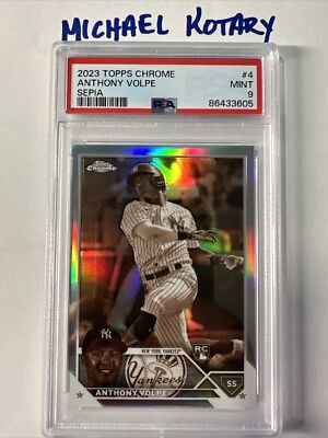 ANTHONY VOLPE 2023 TOOPS CHROME SEPIA REFRACTOR PSA 9 Yankees Rookie #4 ...
