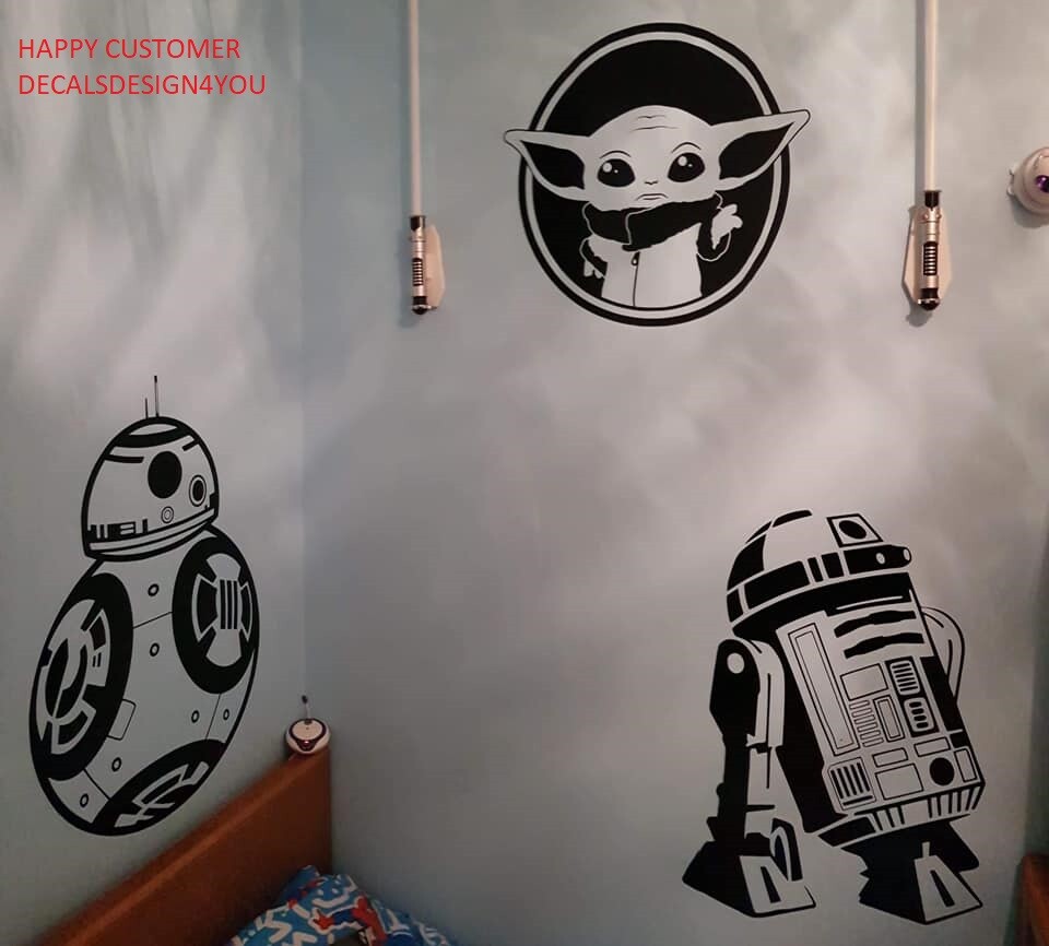 star wars Baby Yoda the mandalorian Wall Art Vinyl Sticker Room ...