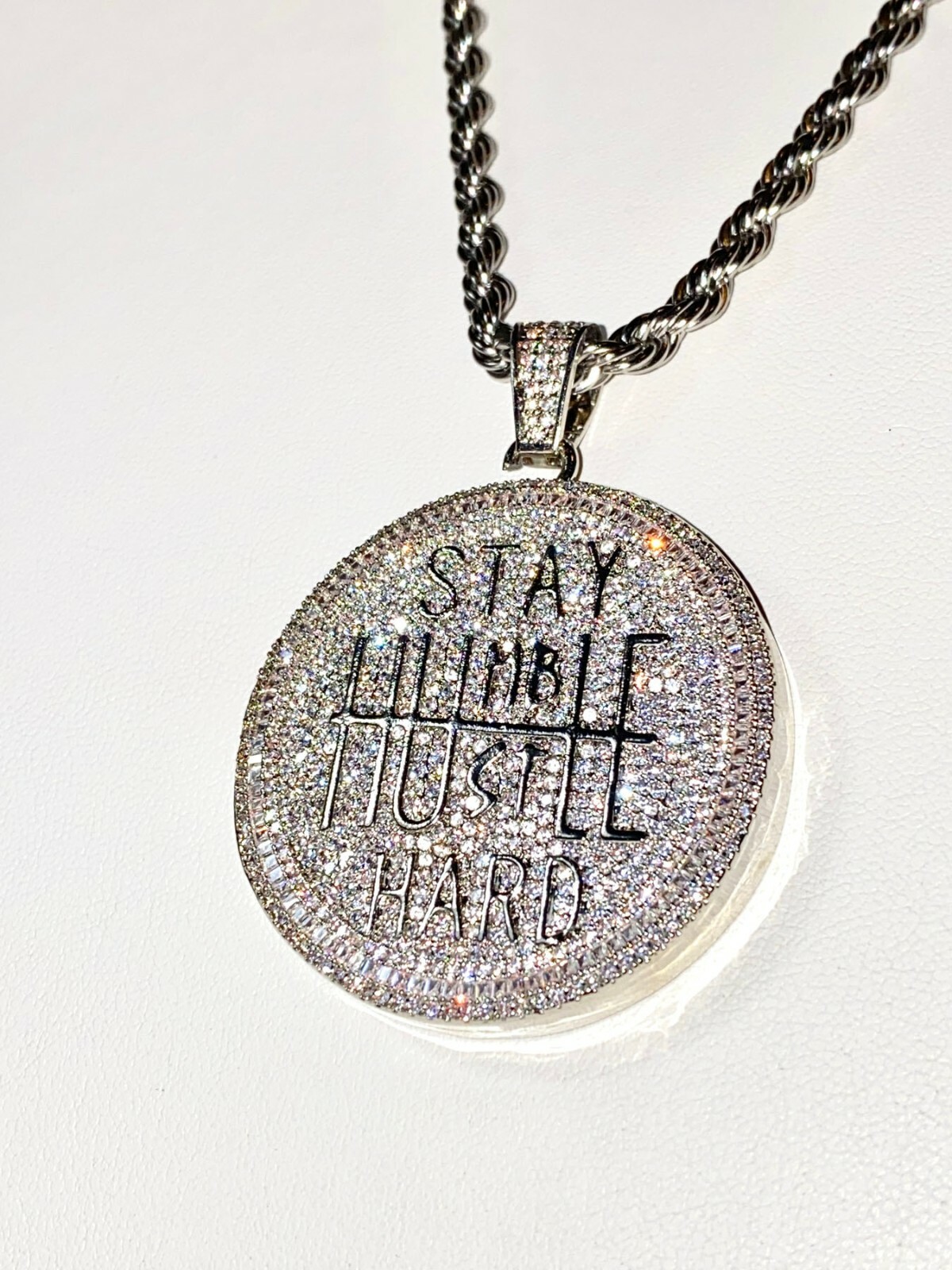 Stay Humble Hustle Hard Iced Ice Men's Women 14k Gold F Pendant Charm ...