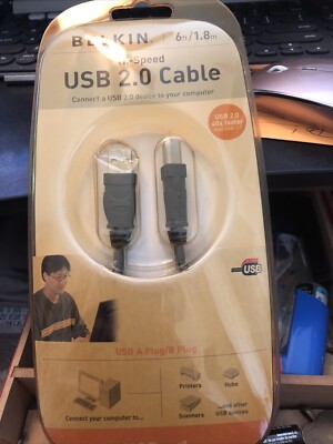 Brand New Belkin Hi-Speed USB 2.0 Cable 6 Ft 1.8m USB A/B Plug in ...