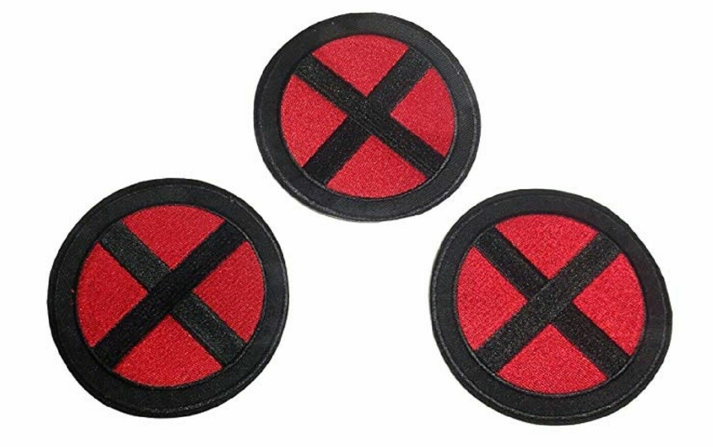 X-Men Red and Black Logo 3 1/2" Diameter Embroidered Iron on Patch Set ...