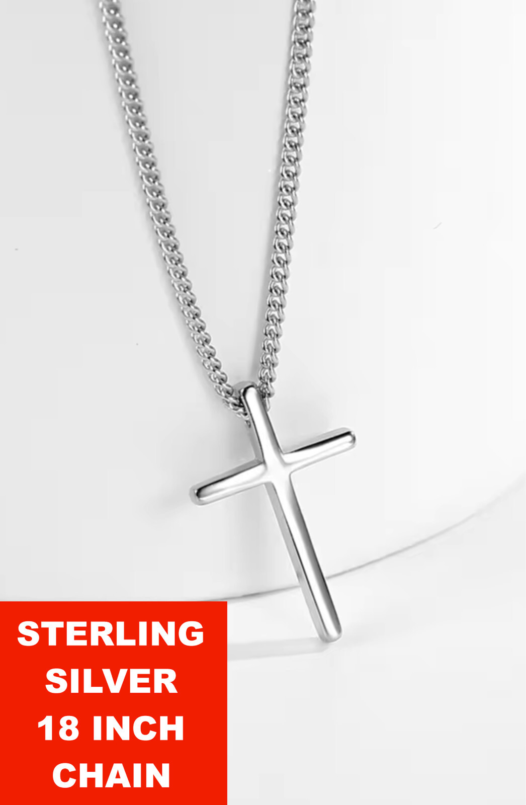 Men & Women's 925 Sterling Silver Large Cross Pendant + Necklace Chain ...