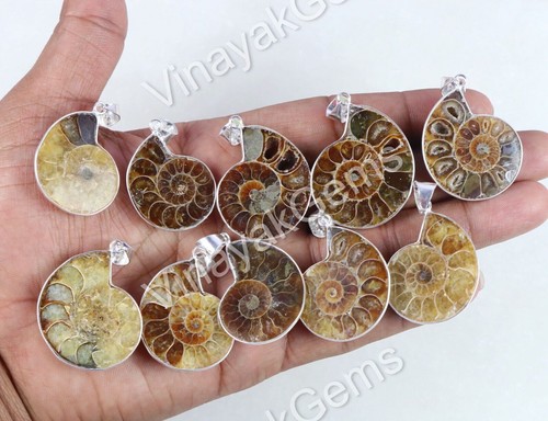 Pendentifs naturels en argent massif 925, 10 pièces, pierres précieuses ...