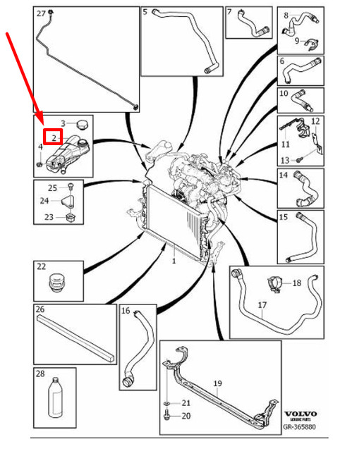 Volvo V40 Engine Radiator Coolant Expansion Tank Bottle Reservoir Unit ...