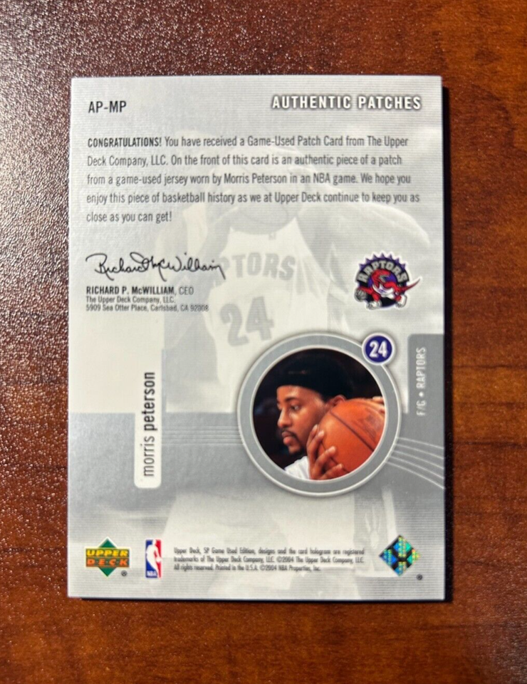 2004-05 SP Game Used Authentic Patch /100 Morris Peterson #AP-MP 3 ...