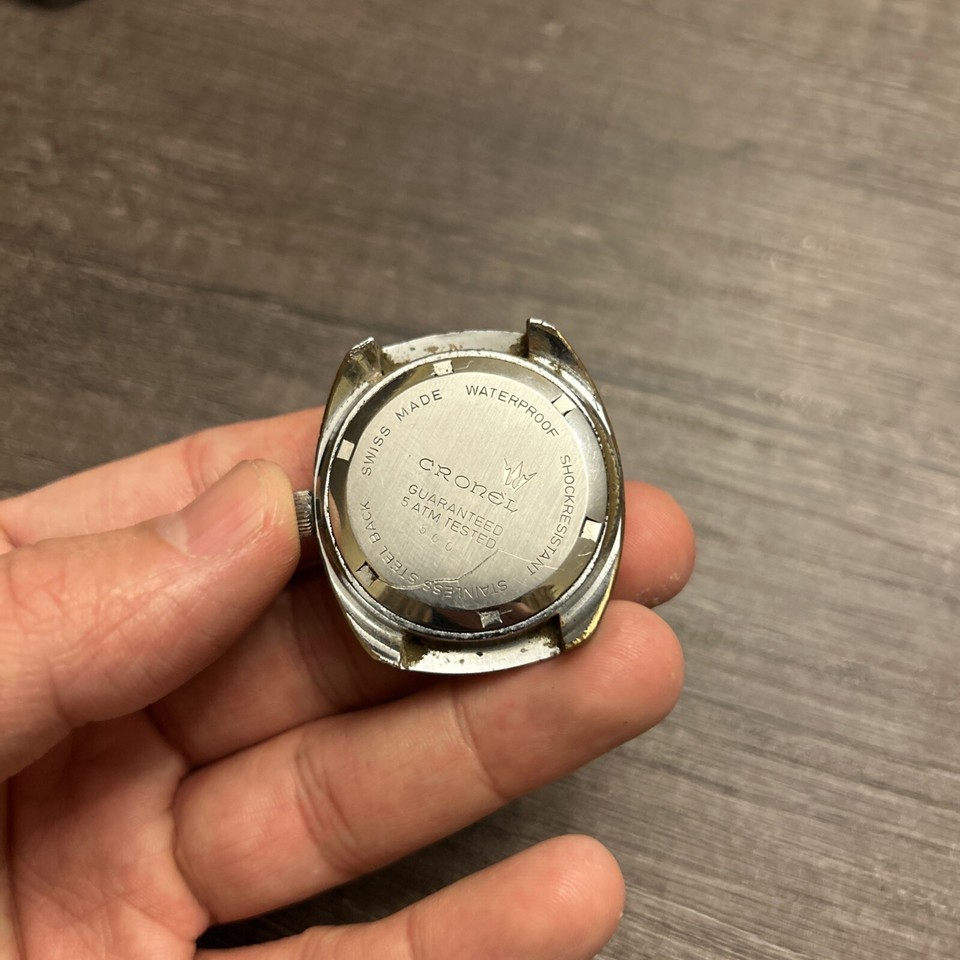 Vintage Cronel 5 ATM Waterproof Shock resistant Swiss Made Watch Lot Of ...