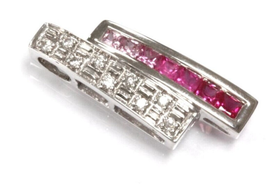0.8 ctw Natural Pink Sapphire & Diamond Solid 14k White Gold Channel ...