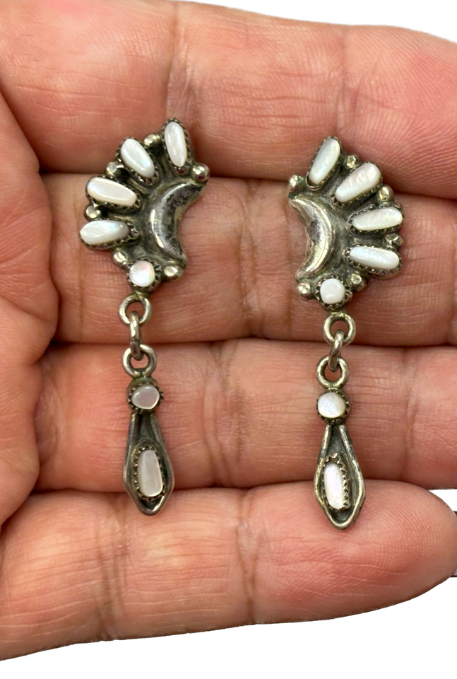 Vintage ZUNI Sterling Silver-Moonstone BILL & LOU Native American ...