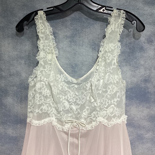 VTG Vanity Fair Sheer Chiffon Peignoir Set Negligee Pink Sz 36 Long Gown Robe | eBay
