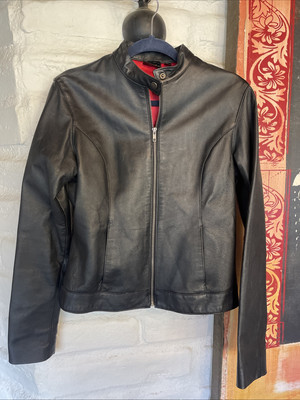 Stunning Hailey Bieber Hurley Moto Leather Jacket Satin Lined | eBay