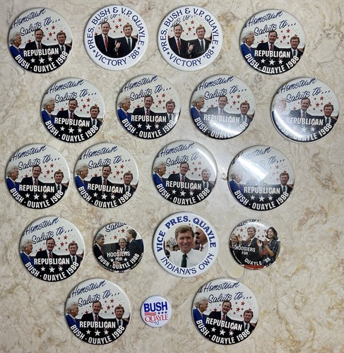 19 George Bush And Dan Quayle Presidential Election Pinback Pins ...
