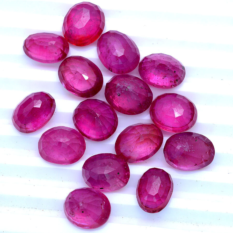 15 Pcs Natural Ruby Mozambique Pinkish Red Oval Cut Finest Gemstones ...