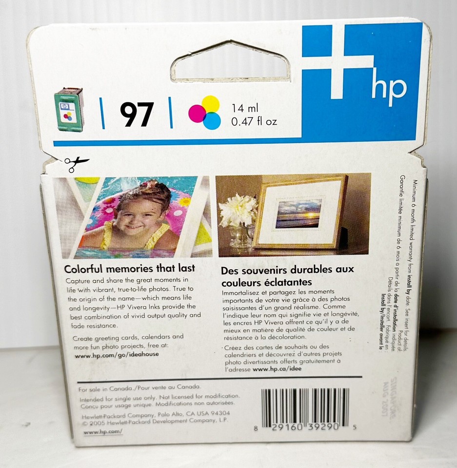 HP Invent Vivera 97 Tri-Color Inkjet Print Cartridge C9363WN - Sealed ...