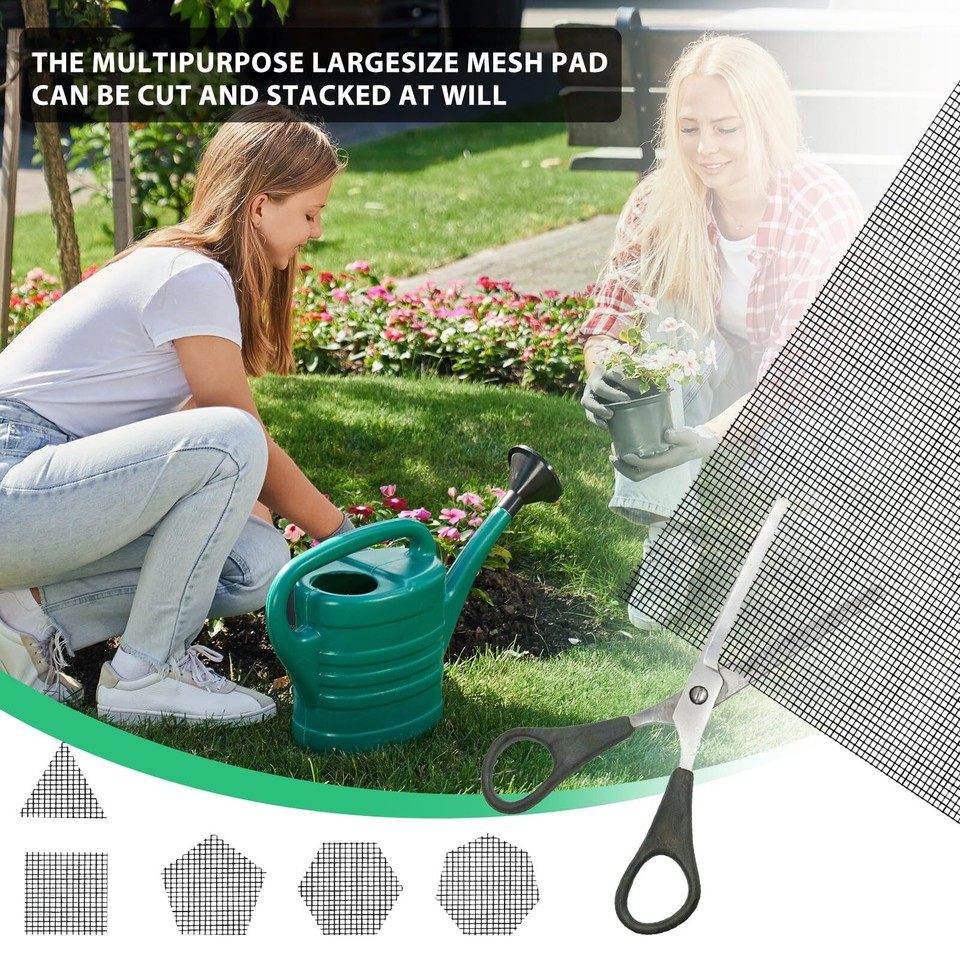 10 Pcs 11.8"x7.8" Plastic Mesh Screens Pot Bottom Grid Mats Soil ...