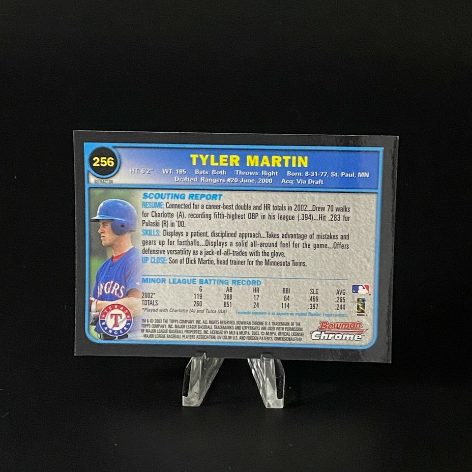 Tyler Martin #256 2003 Bowman Chrome Refractor 1st Rookie RC - NM-MT ...
