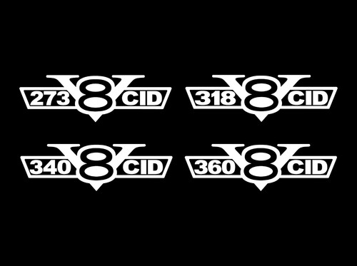 2 SMALL BLOCK V8 DECALS 273-318-340-360 CID EMBLEM 4X4 STICKERS | eBay