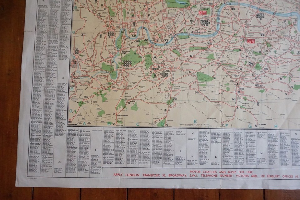 1935 London Transport Map London Bus Routes Poster Tube Underground ...