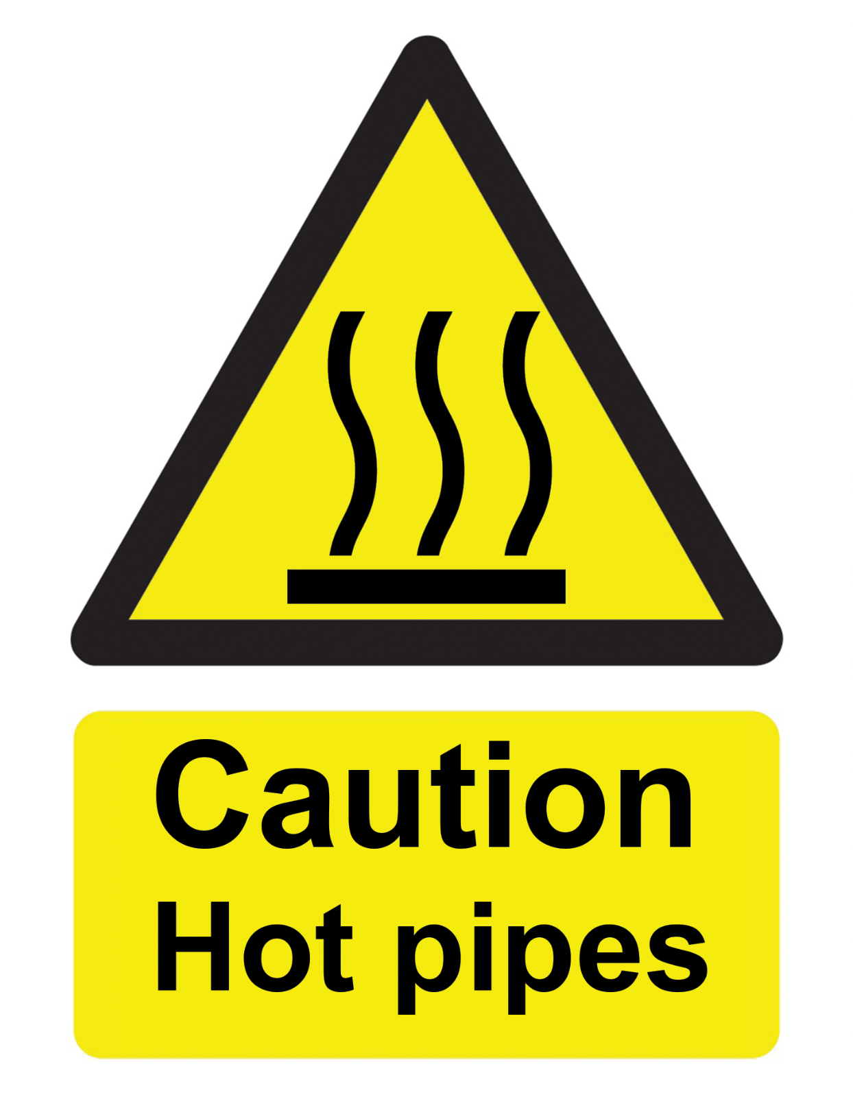 Warning Caution Hot Pipes Self Adhesive Gloss Sticker Sign 160mm x ...