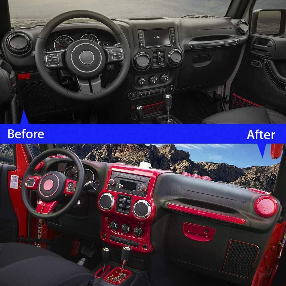 21x Full Set Interior Decoration Trim Kit For Jeep Wrangler JK JKU 2011 ...