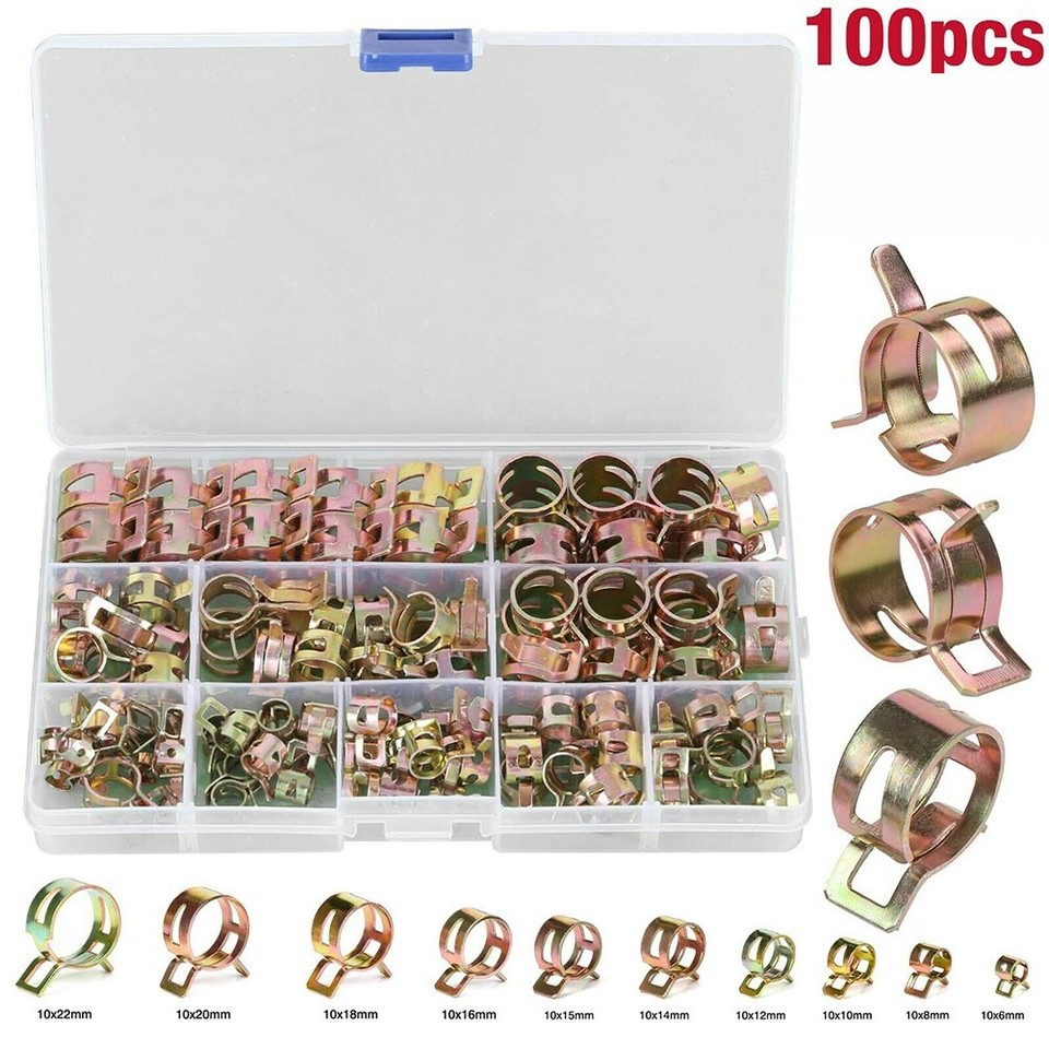 6-17mm 100Pcs Spring Clip Fuel Line Vacuum Hose Pipe Clamp Fasteners ...