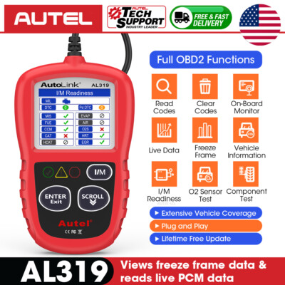 Autel AutoLink AL319 OBD2 OBD CAN Automotive Car Code Reader Check ...