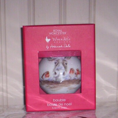 Royal Worcester Christmas Donkey/Robin Bauble Ornament NIB | eBay