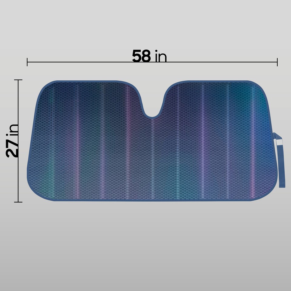 Folding Auto Sunshield-Iridescent Matte 58x27in For Windshields-Blocks ...