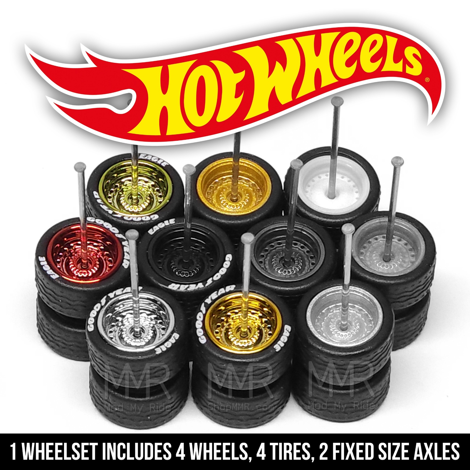 1/64 Scale STEELIES v2 Real Rider Wheels Rims Tires Set for Custom Hot ...