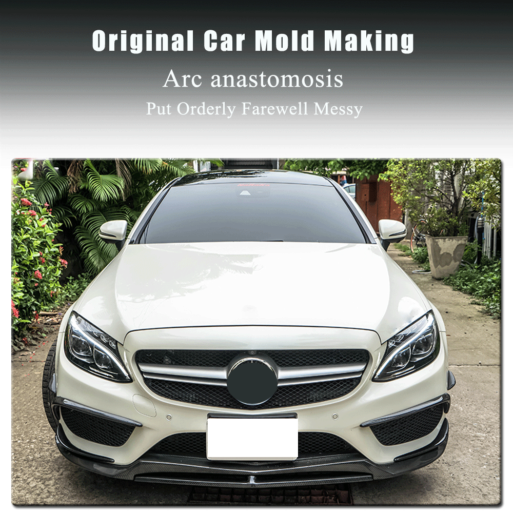 Carbon Fiber Front Bumper Canards Splitters Fins for Benz W205 C250 ...