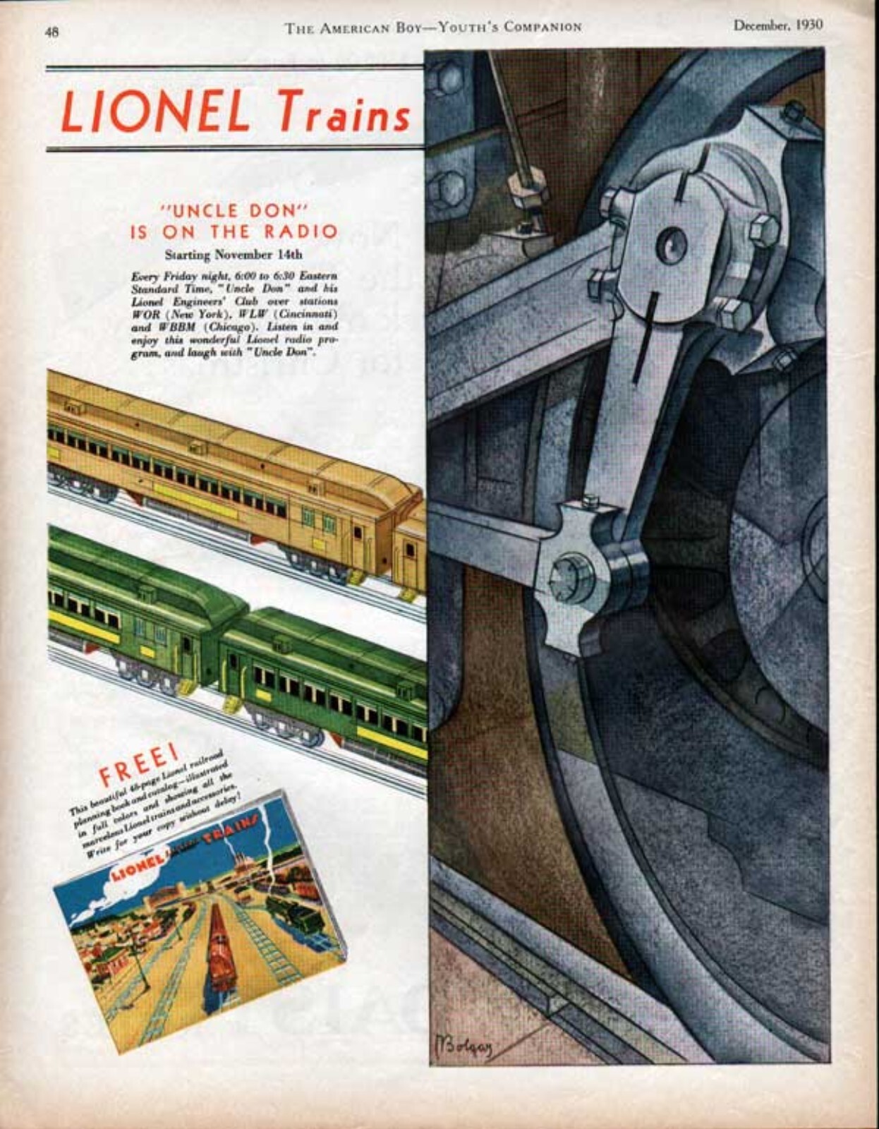 1930 LIONEL ELECTRIC TRAIN TOY RAILROAD LOCOMOTIVE ENGINEER CLUB AD ...
