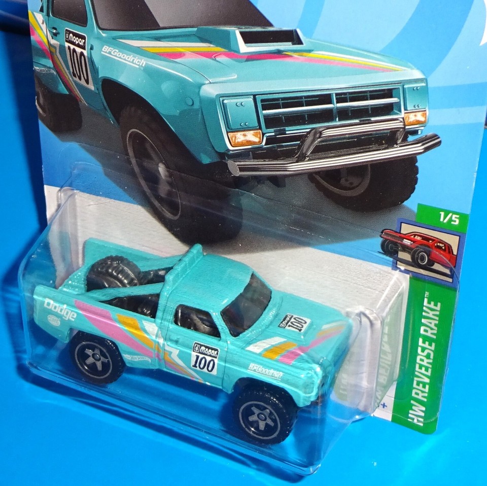 Hot Wheels 2024 HW Reverse Rake Series #38 '87 Dodge D100 Aqua Green w ...