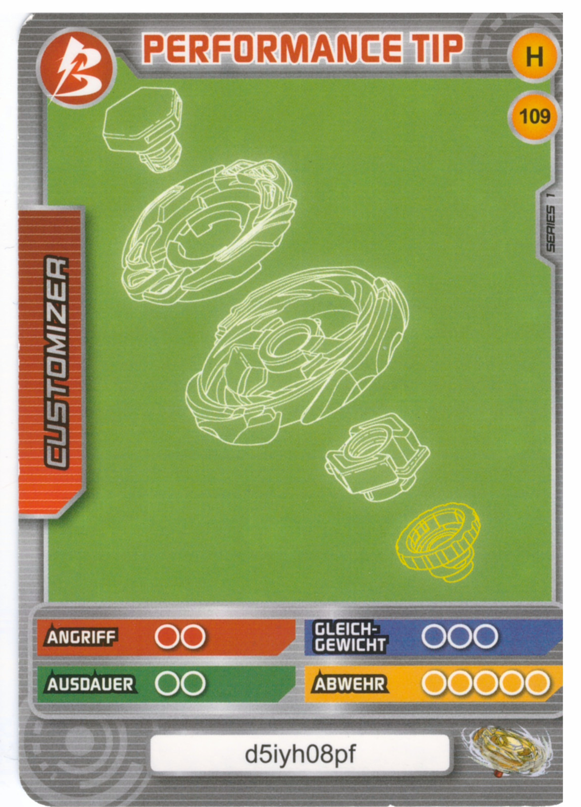 H 109 Performance Tip - DeAGOSTINI Beyblade Battle Card Collection 2011 ...