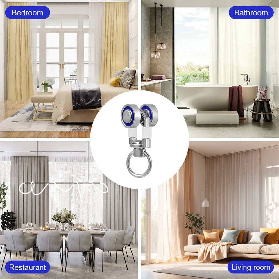 16pcs Curtain Track Rollers Drapery Rail Gliders with Hooks for Shower ...