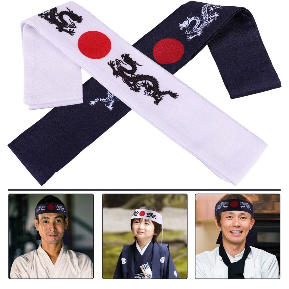 2 Pcs Japanese Headband Men Decorative Karate Headbands Bandana Chef ...