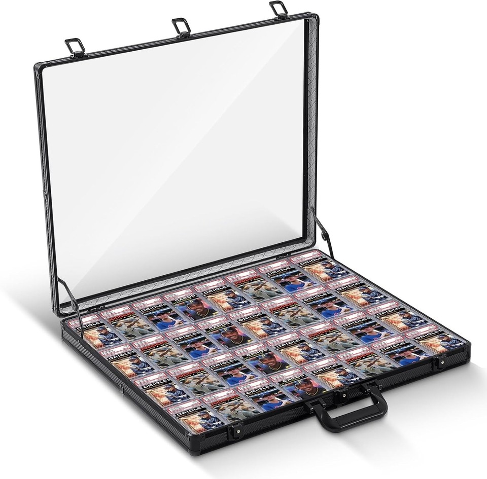 Trading Card Display Case Black Aluminum 24 x 20 Pokemon TCG Sport PSA ...